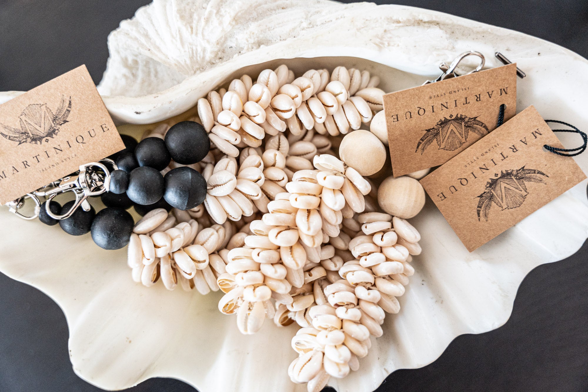 Beaded Cowrie Shells Key Rings | MARTINIQUE ISLAND STYLE